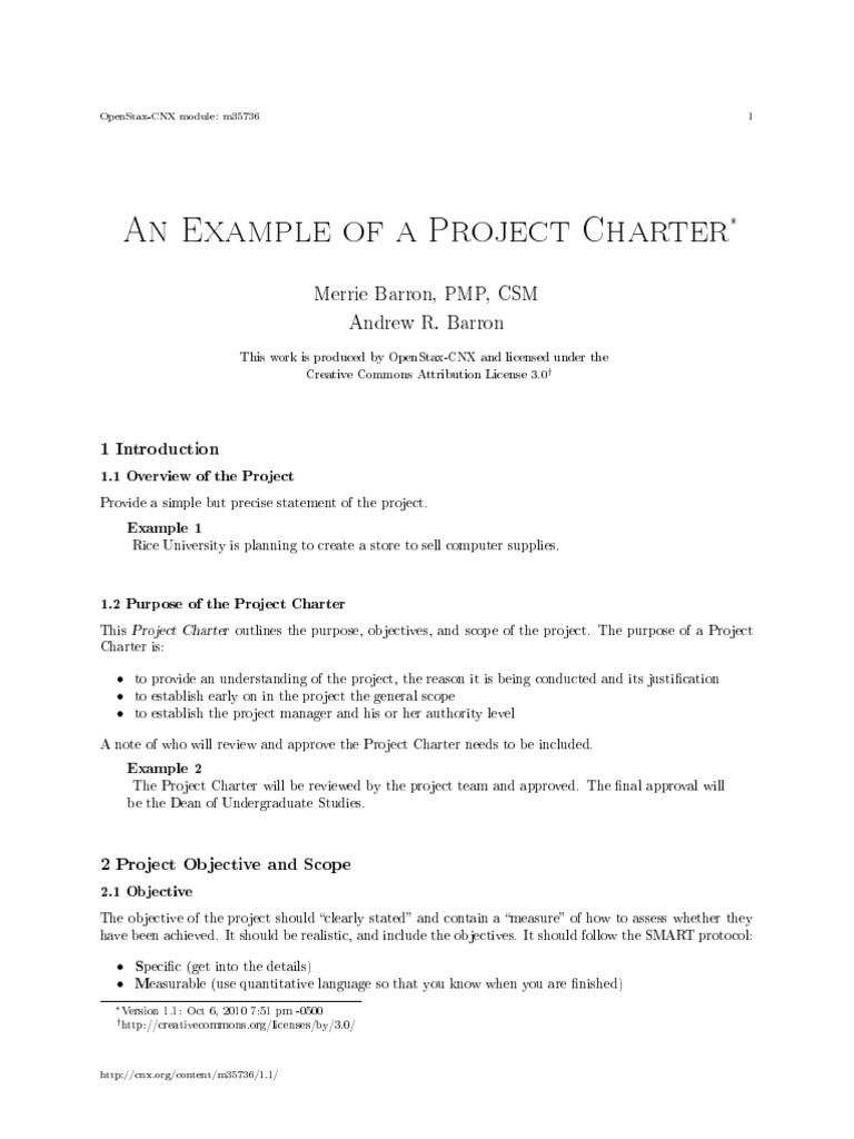 An Example of A Project Charter 1 | PDF | Procurement | Business