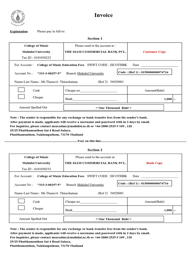 Invoice: Section 1 | PDF | Wire Transfer | Cheque
