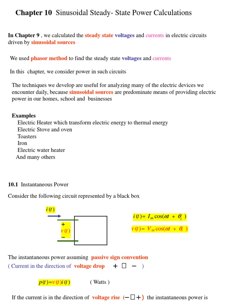 Calculating Sinusoidal Steady State Power In Circuits Pdf Ac Power