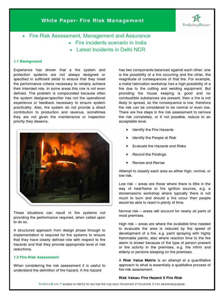 Fire Risk Management-White Paper | PDF | Risk | Risk Management