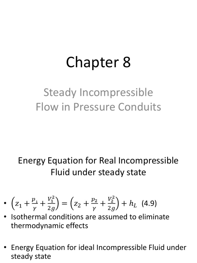 Steady Incompressible Flow in Pressure Conduits Chapter - 8 | PDF ...