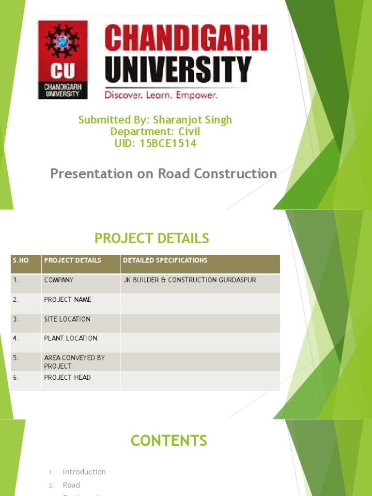 Presentation On Road Construction | PDF | Road Surface | Road
