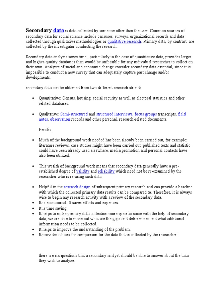 Secondary: Qualitative Research | PDF | Data | Business