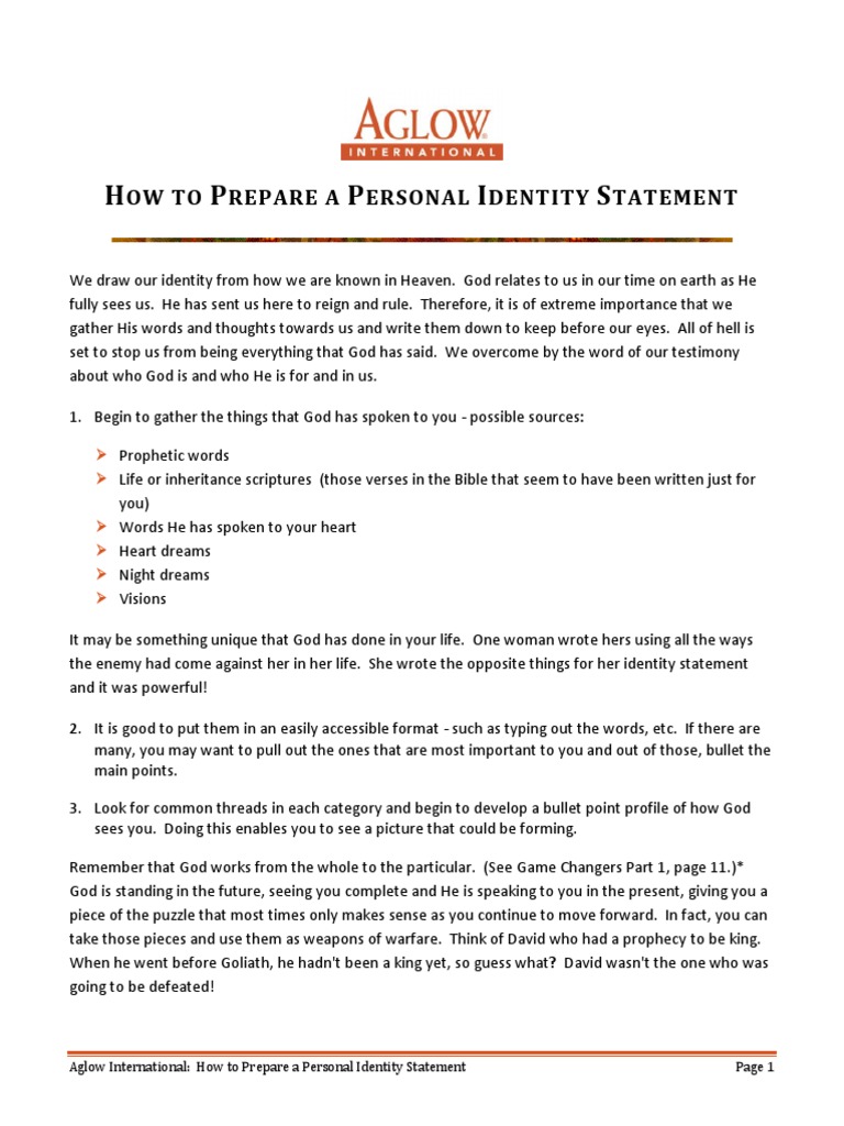 How To Prepare Identity Statement | PDF | Prophecy | Prophet