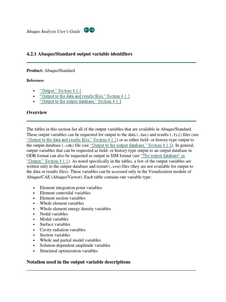 Abaqus Output Variable Identifier | PDF | Plasticity (Physics ...