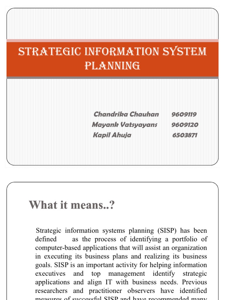 Strategic Information System Planning | Information System | Strategic ...