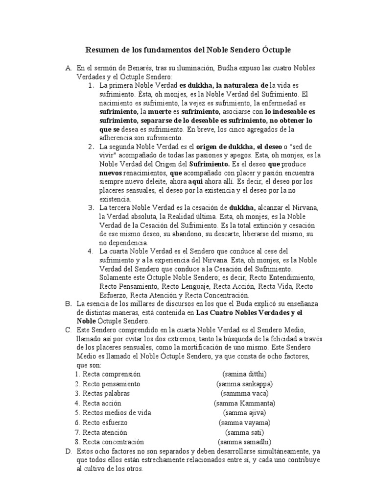 El camino del Buda: Un resumen de los fundamentos del Noble Óctuple ...