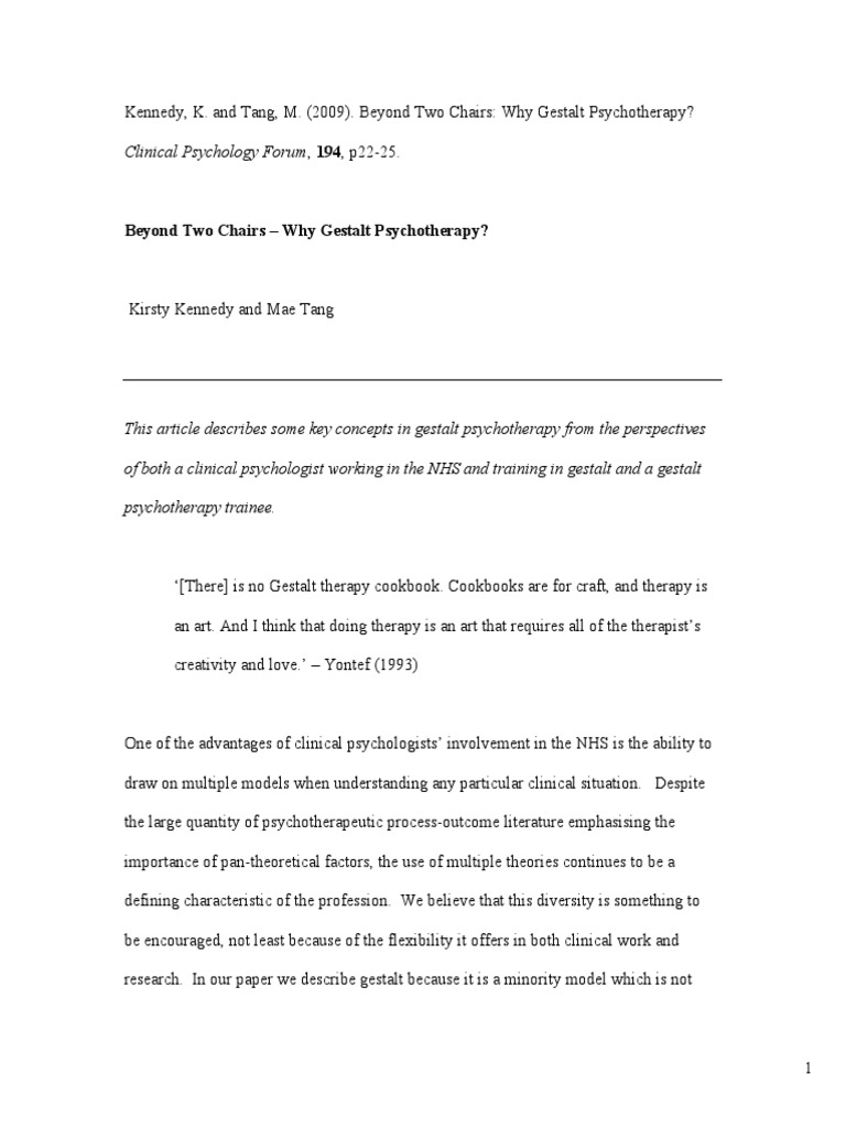 Beyond Two Chairs PDF | PDF | Gestalt Therapy | Psychotherapy