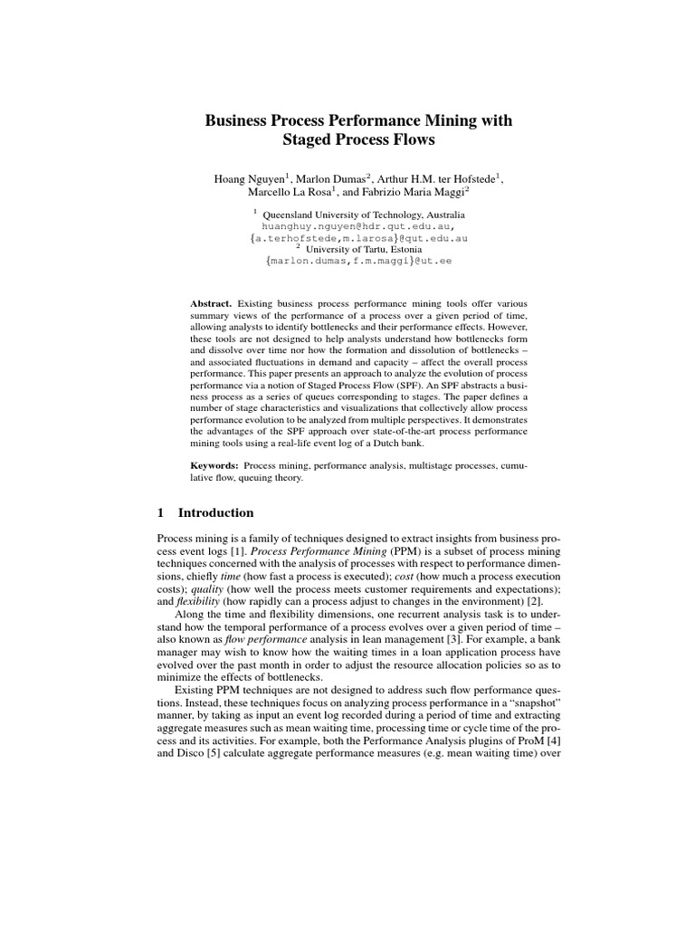 Business Process Performance Mining With Staged Process Flows | PDF | Business Process | Time