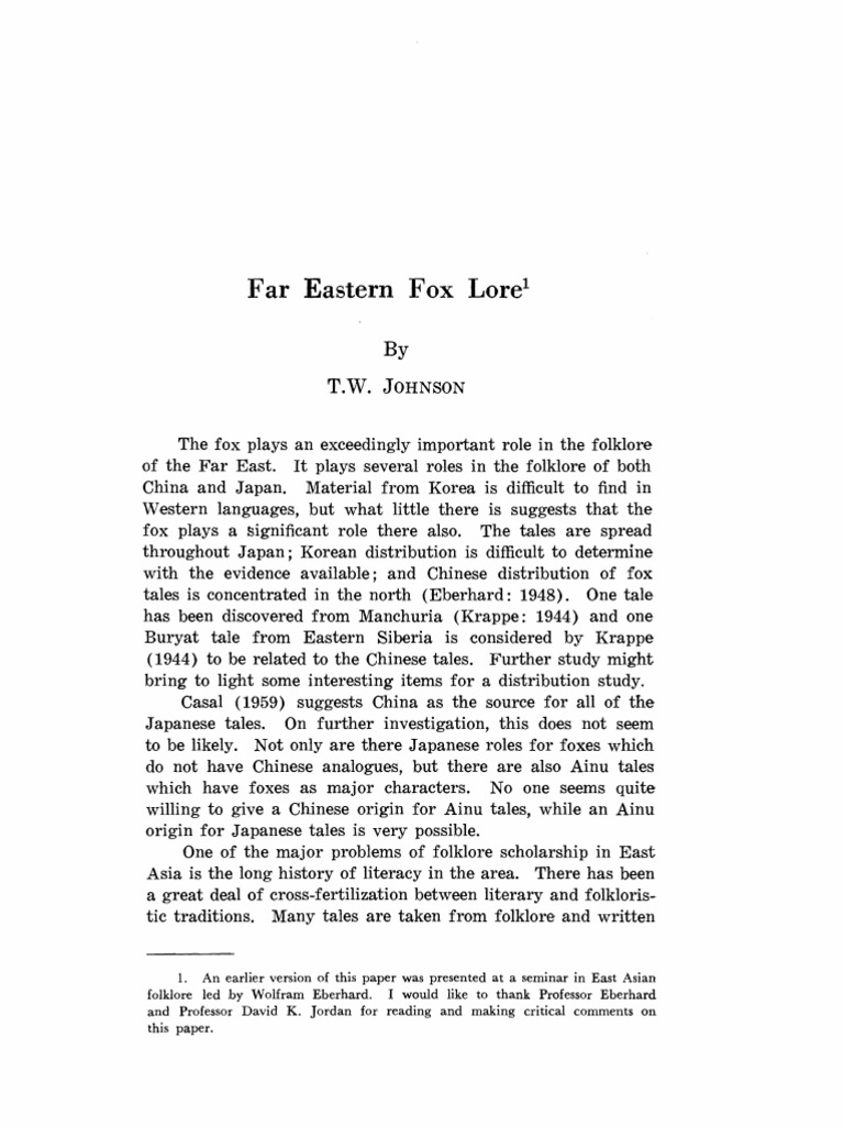 Far Eastern Fox Lore | Download Free PDF | Folklore | China