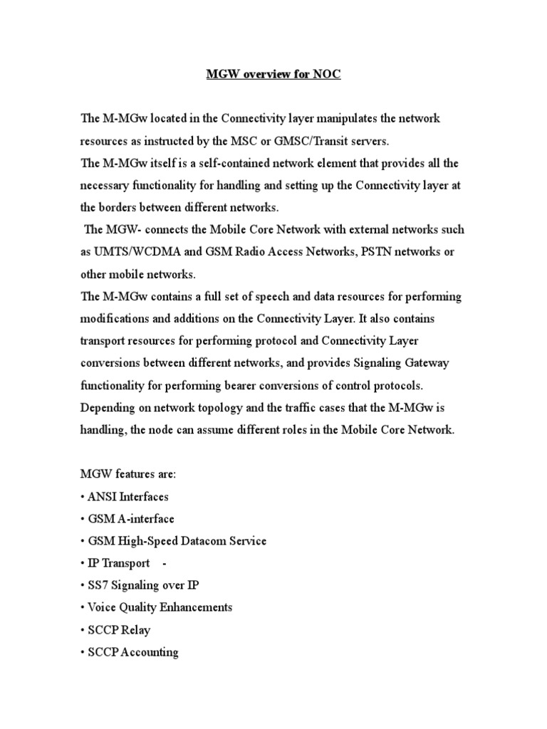 MGW Overview | PDF | Asynchronous Transfer Mode | Computer Network