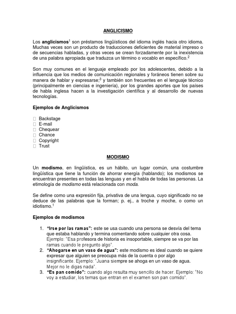 Anglicismo, Vulgarismo, Arcaismo | PDF