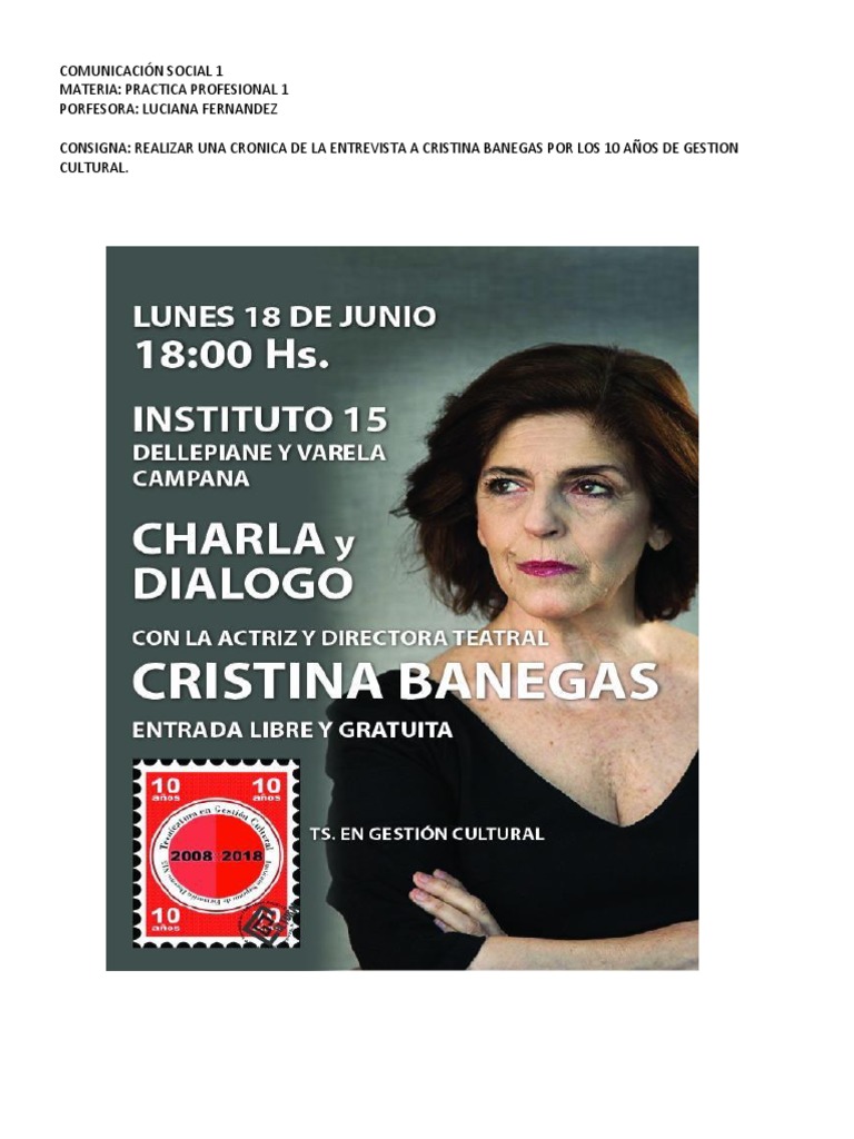 Entrevista a Cristina Banegas | PDF | Teatro