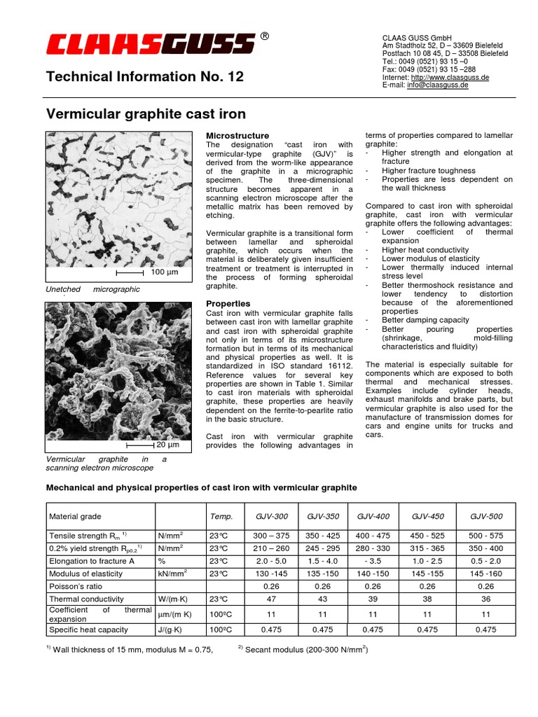 Technical Information No. 12 Vermicular Graphite Cast Iron ...