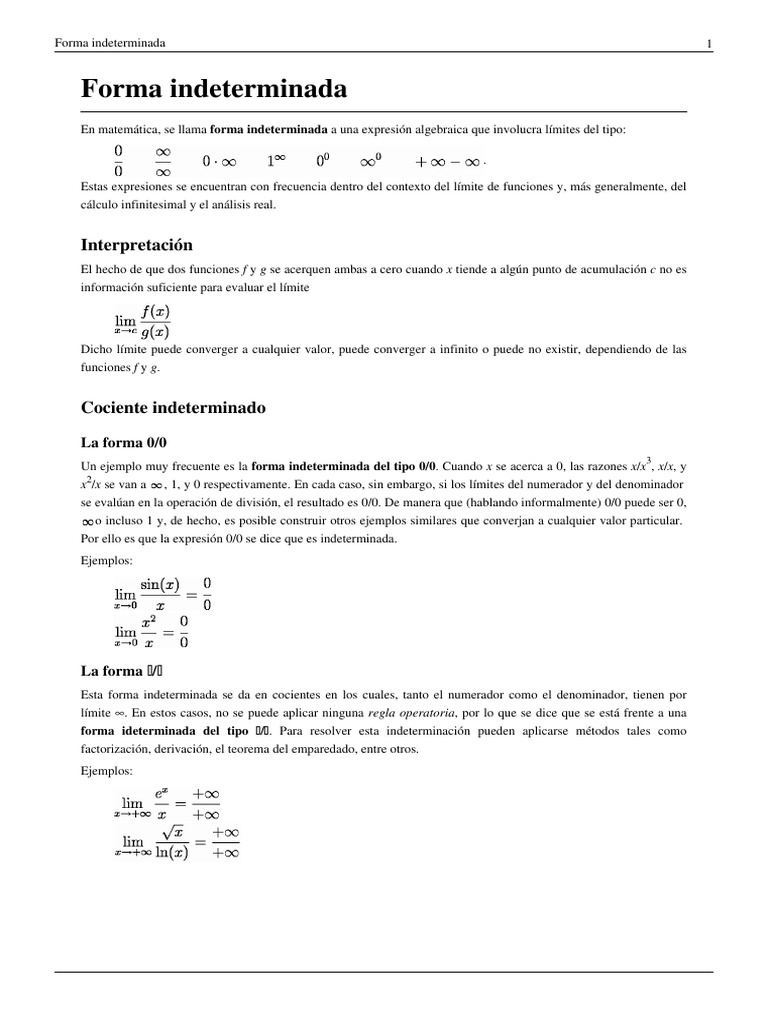 Formas Indeterminadas en Matemáticas | PDF | Metodología filosófica ...