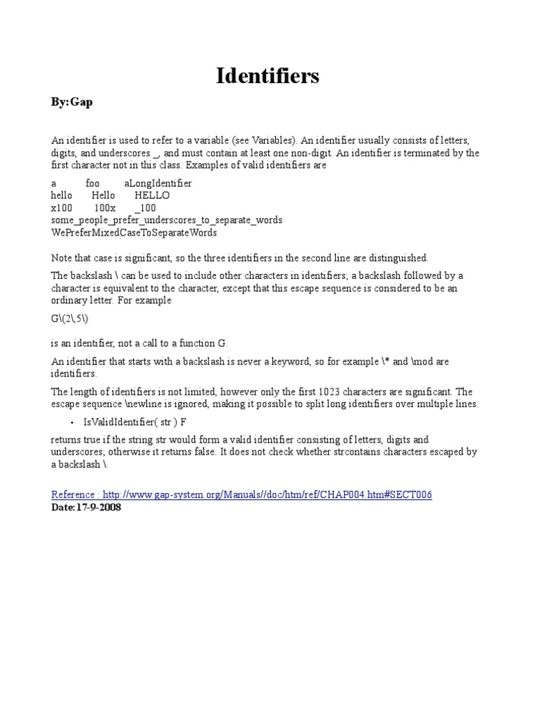 Identifiers | PDF
