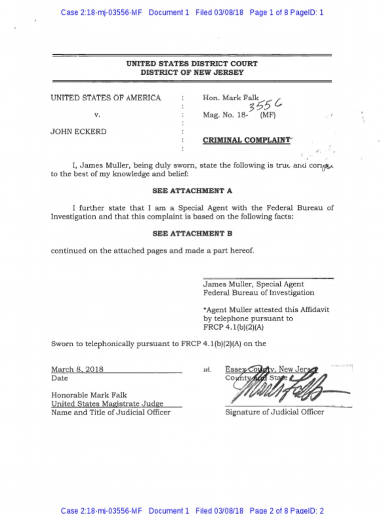John Eckerd Federal Criminal Complaint | PDF | Money Laundering ...