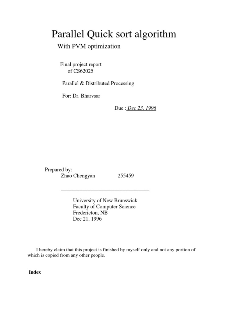 Parallel Quick Sort Algorithm Pdf Theoretical Computer Science Algorithms And Data Structures