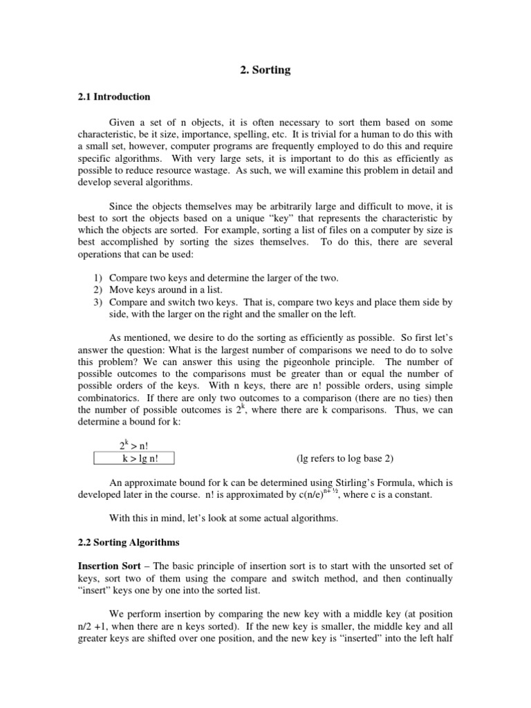 Sorting | Download Free PDF | Theoretical Computer Science | Algorithms And Data Structures