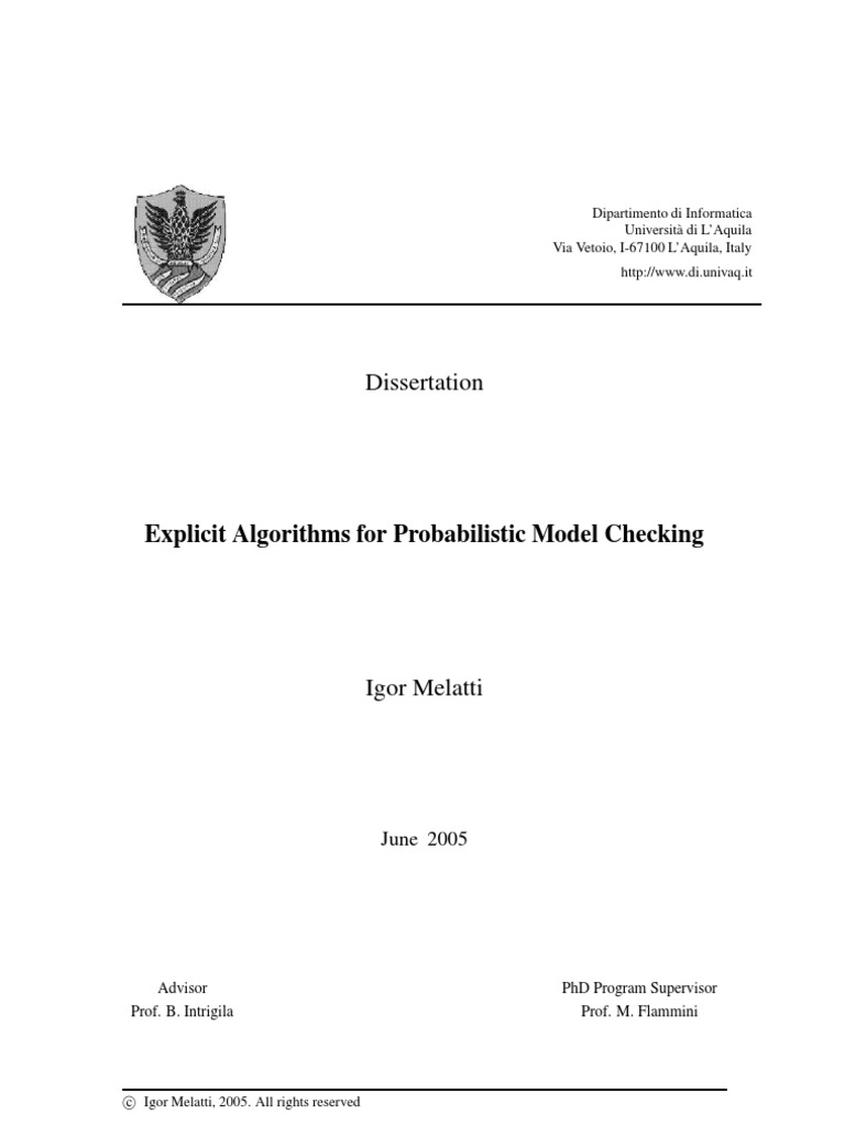 Explicit Algorithms For Probabilistic Model Checking: Dissertation | PDF | Markov Chain | Formal ...