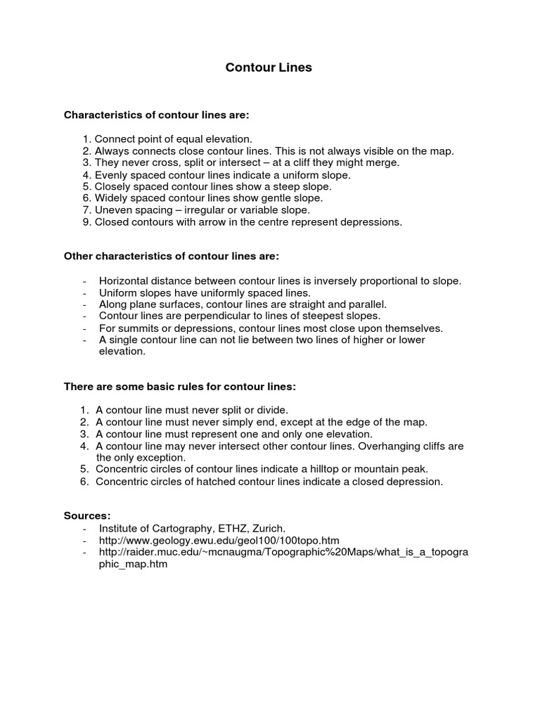 Characteristics of Contour Lines Are | PDF