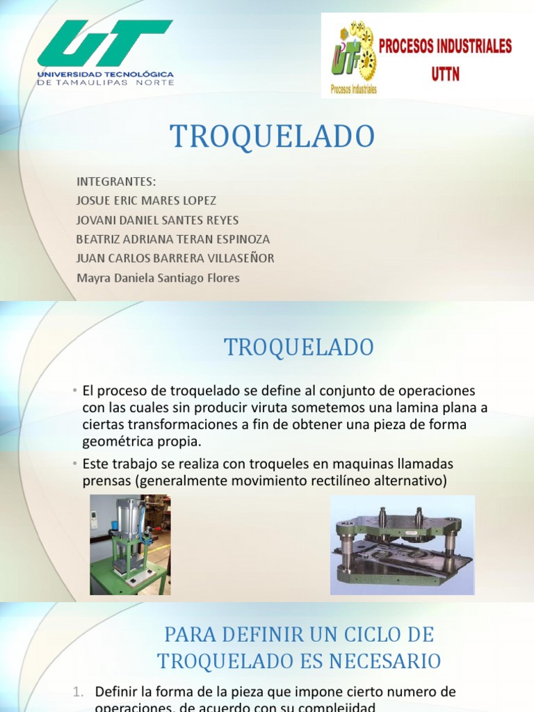TROQUELADO | Procesos industriales | Materiales de construcción