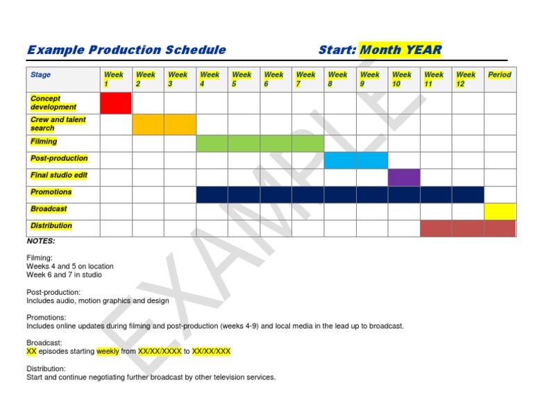 Example Production Schedule Start: Month YEAR | PDF | Art | Computers