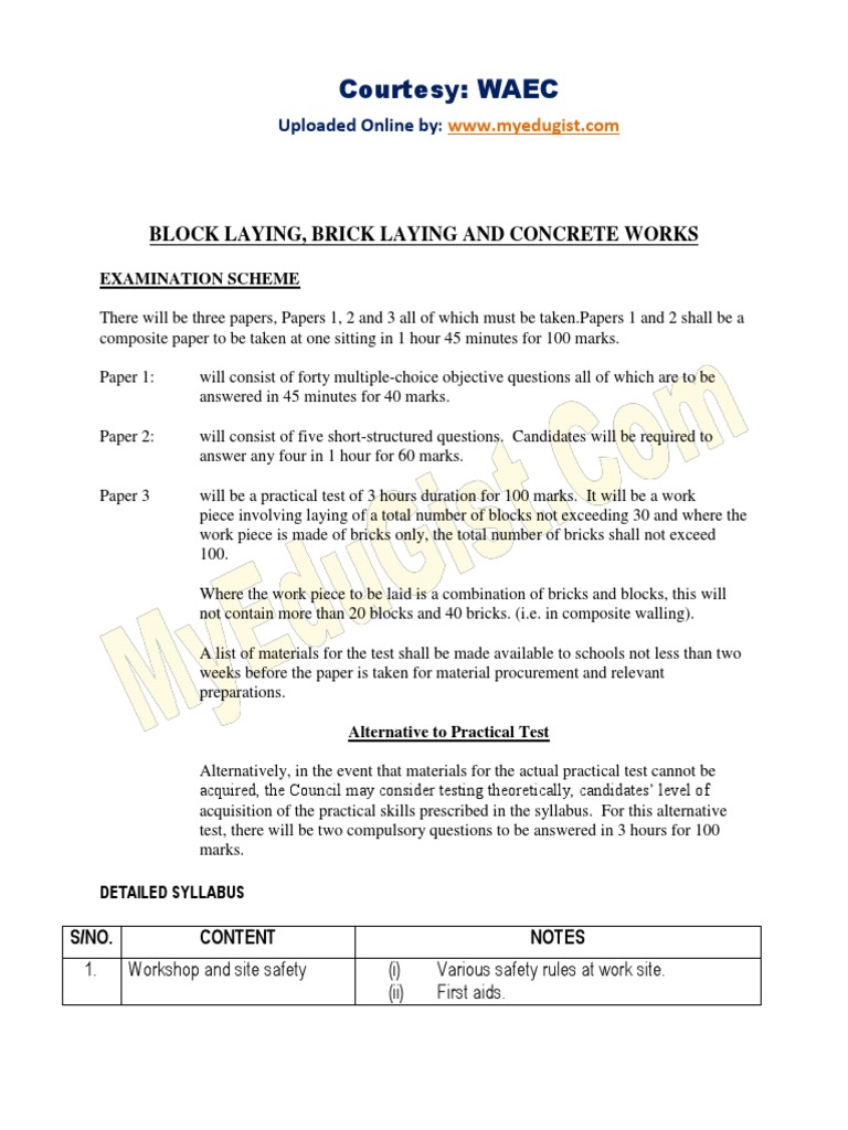 Bricklaying and Blocklaying Exam Guide | PDF | Concrete | Brick