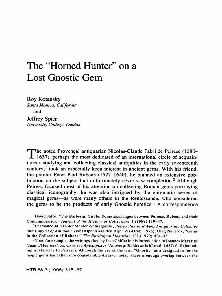 Roy Kotansky and Jeffrey Spier - The 'Horned Hunter' On A Lost Gnostic ...
