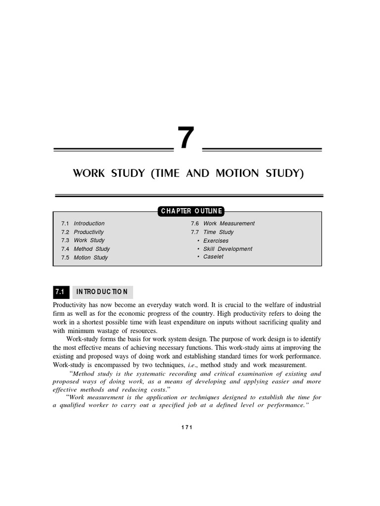 Work Study (Time and Motion Study) | PDF | Factors Of Production ...