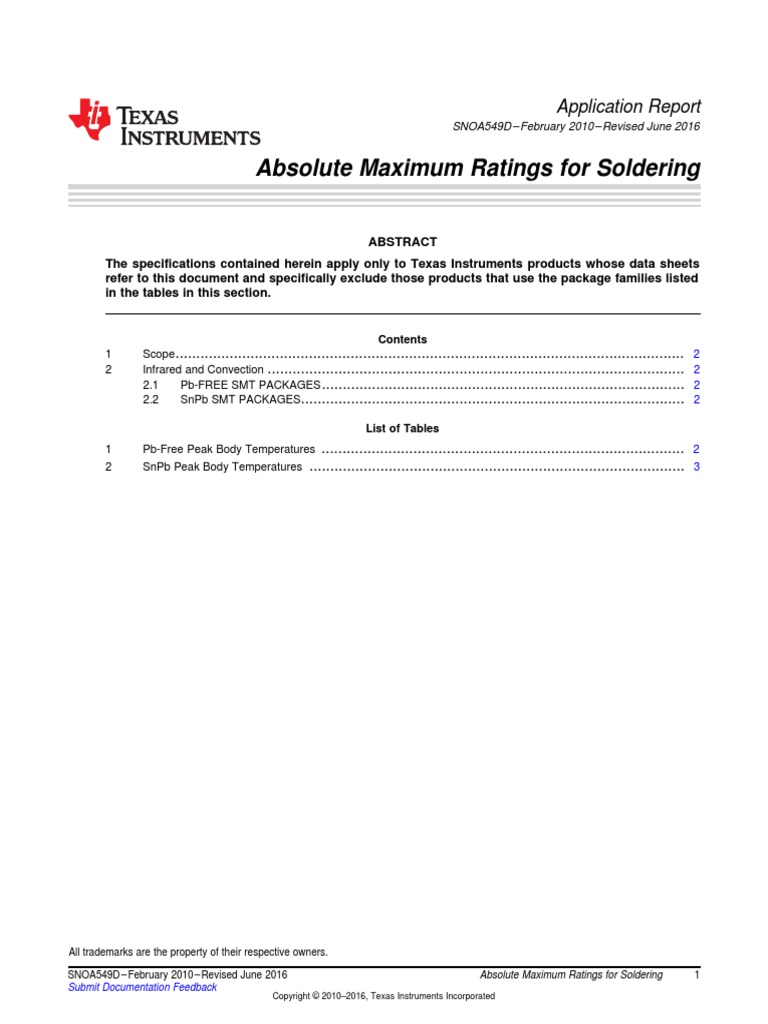 Absolute Maximum Ratings For Soldering | PDF | License | Intellectual ...