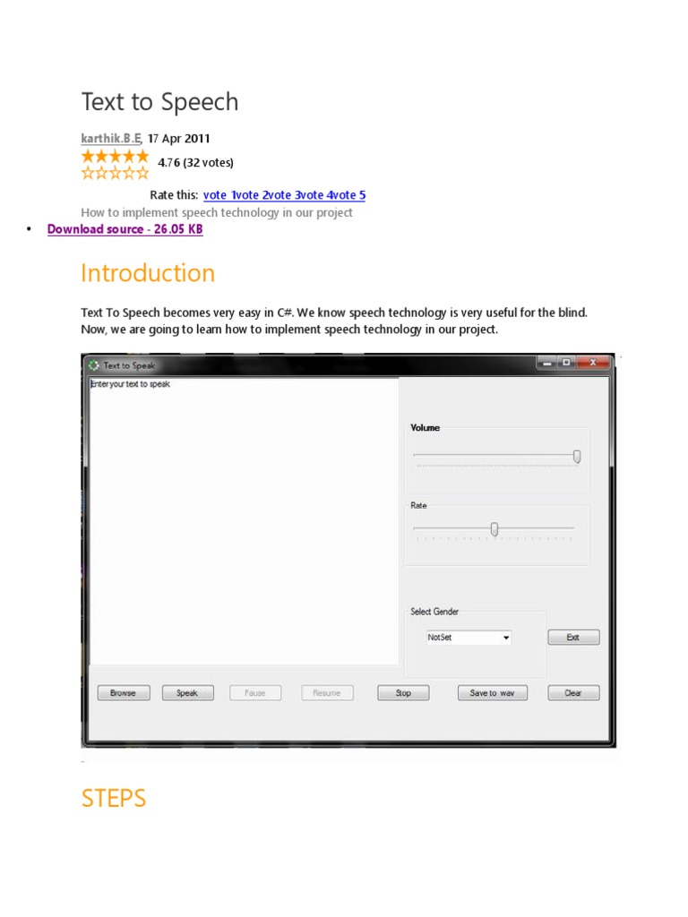 Text To Speech | PDF | Microsoft Visual Studio | Text File