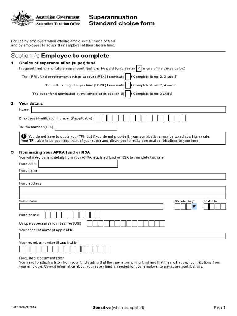 Superannuation Fund Choice Form | PDF | Government Finances | Taxes
