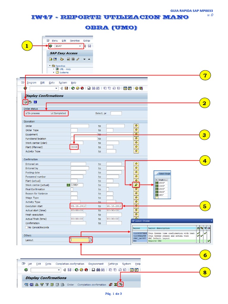 Guia Rapida Sap Mp0033 (Iw47 Reporte Umo) V 0 | PDF