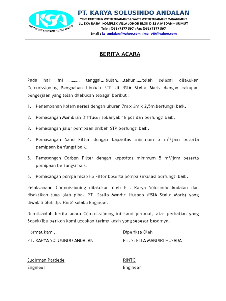 Berita Acara Commissioning | PDF