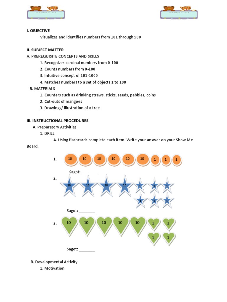 Lesson Plan In Math Pdf Numbers Question