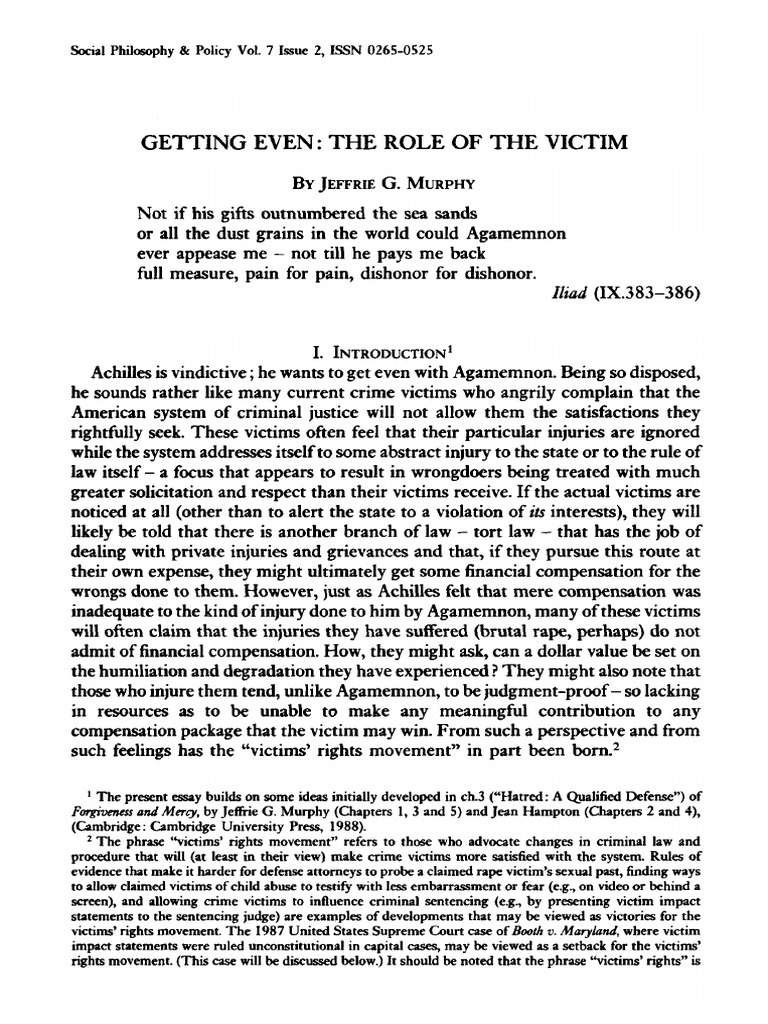 Social Philosophy & Policy Vol. 7 Issue 2 | PDF | Victimology | Punishments