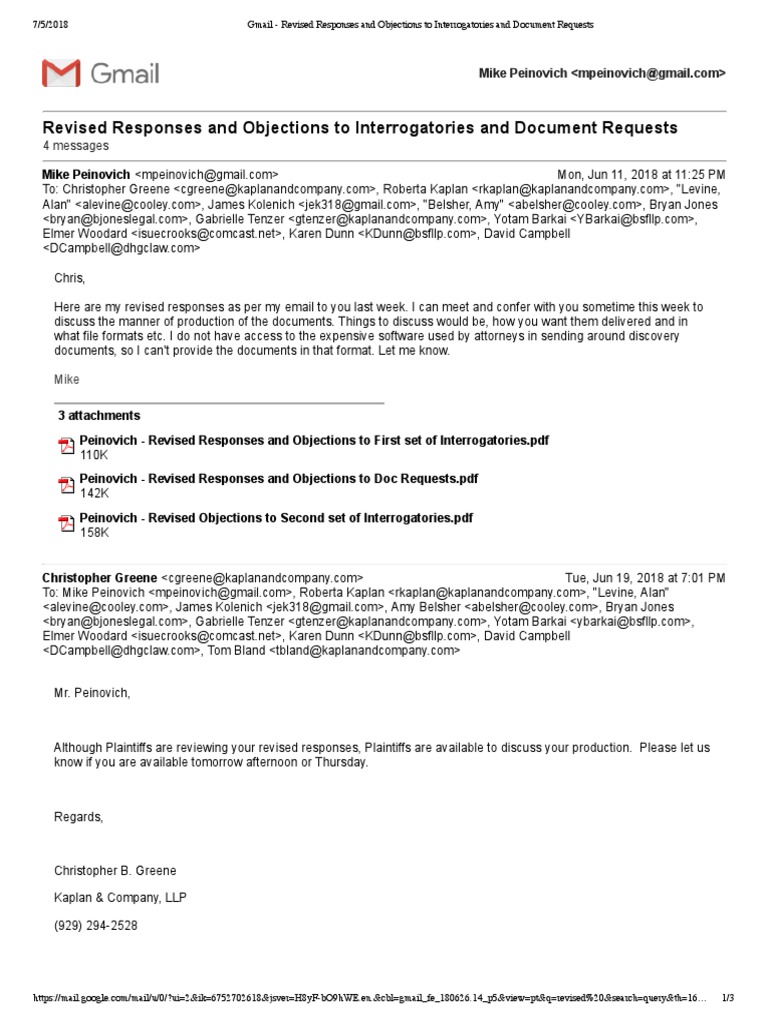 Exhibit 2 - Gmail - Revised Responses and Objections To Interrogatories ...