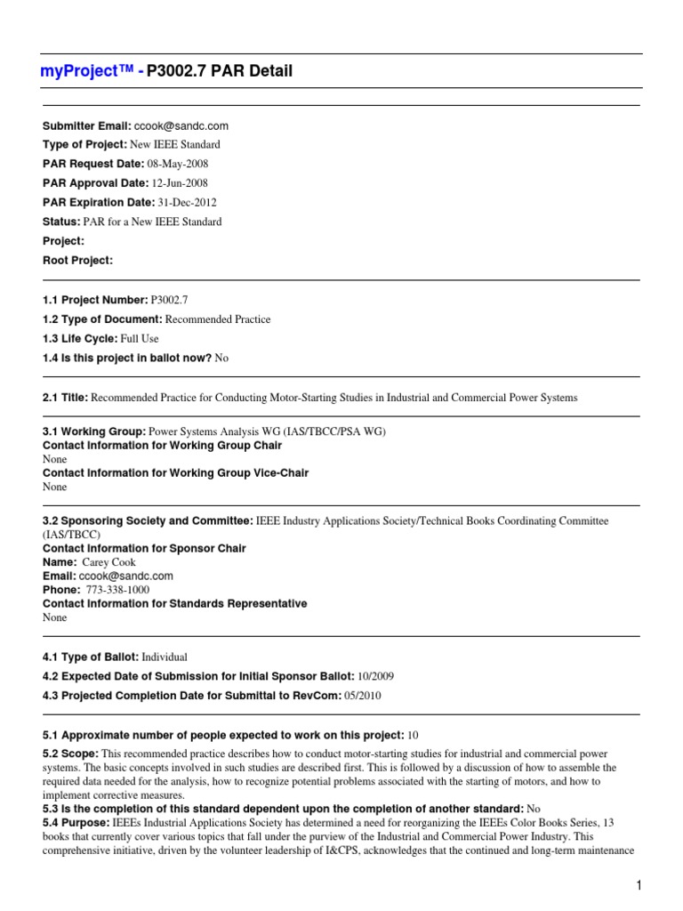 P3002.7 Par Detail: Myproject™ | PDF | Intellectual Property | Working Group