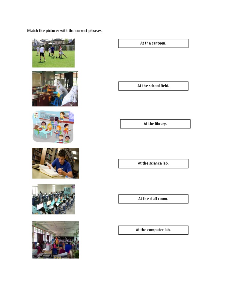 Match The Pictures With The Correct Phrases | PDF