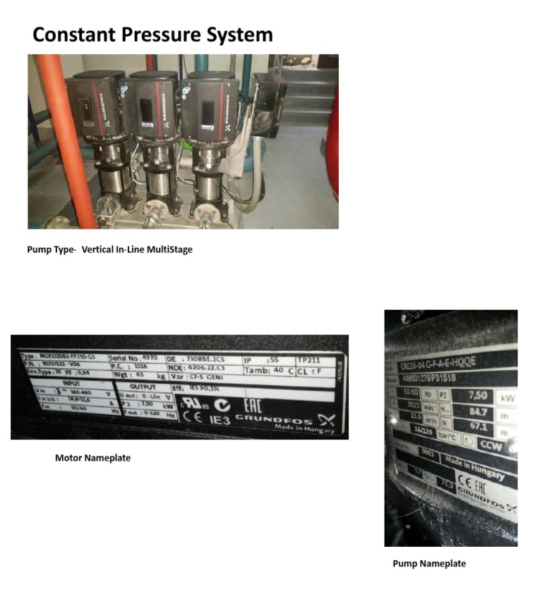 Constant Pressure System: Pump Type-Vertical In-Line Multistage | PDF