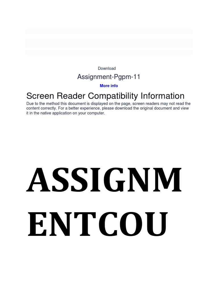 Assignm Entcou: Screen Reader Compatibility Information | PDF | Business