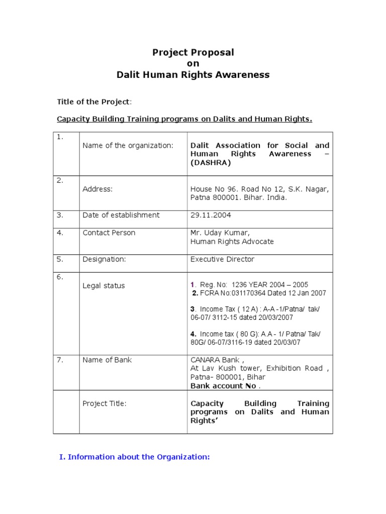 Project Proposal on Human Rights Awareness, NHRC | Dalit | Empowerment