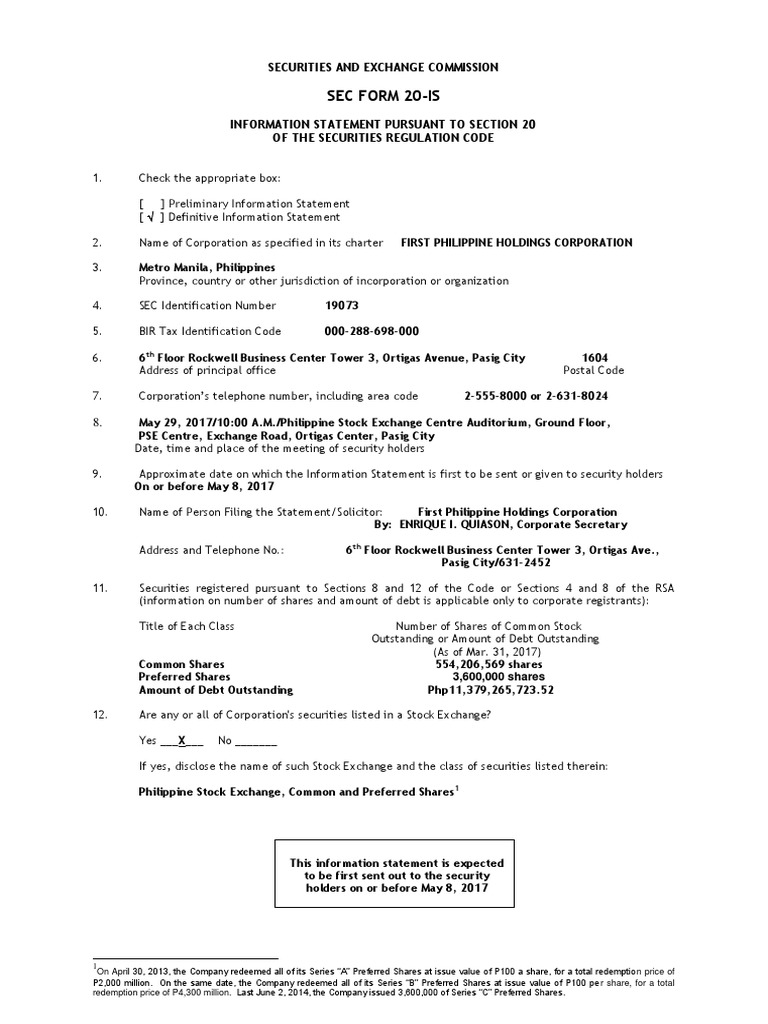 Sec Form 20-Is: Securities and Exchange Commission | PDF | Board Of ...