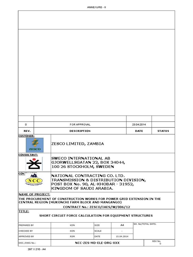 Mubofwe Dam Ss SCF Calculation | PDF | Electric Power Transmission ...