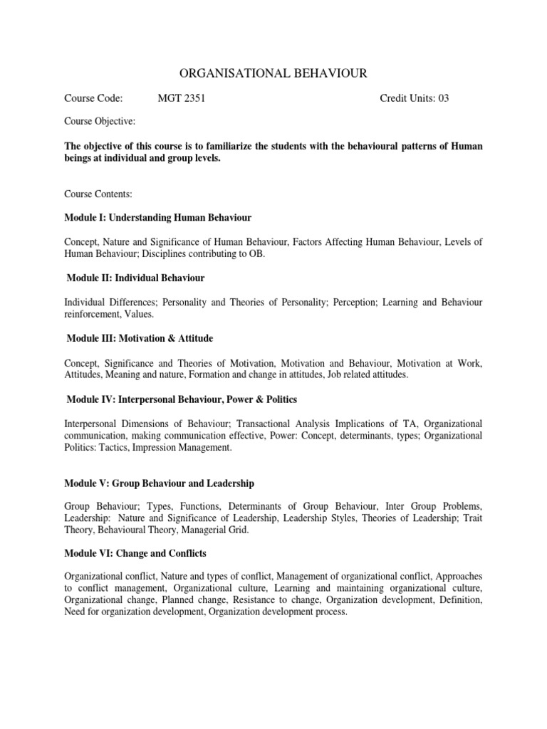 Organisational Behaviour | PDF | Organizational Behavior | Organization ...