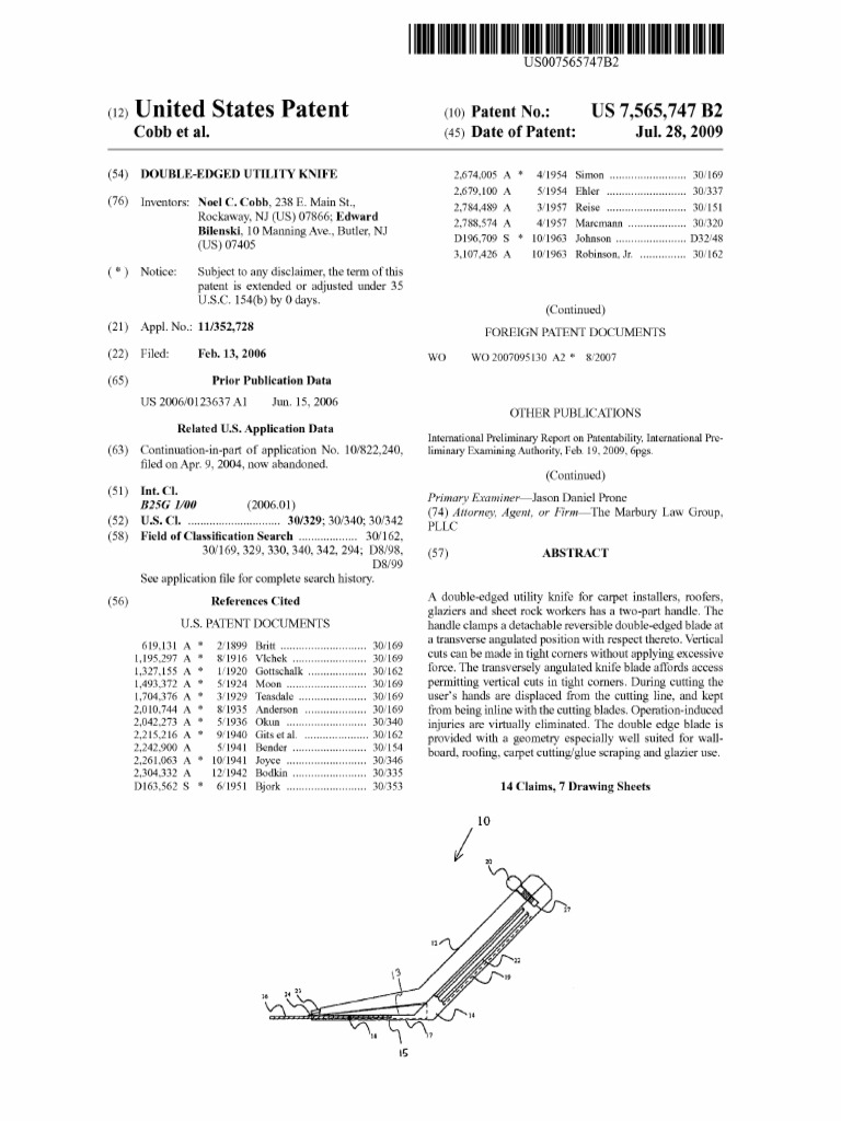 United States Patent (10) Patent No.: US 7.565,747 B2: Cobb Et Al. (45 ...