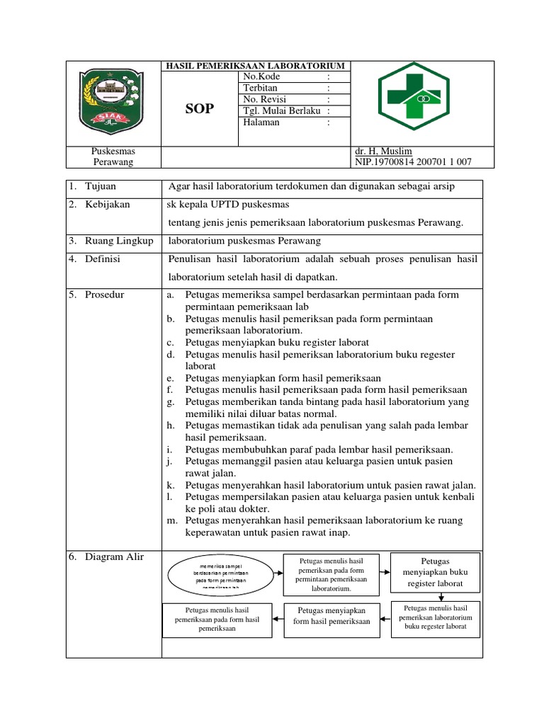8.1.1.a SOP Penulisan Hasil Laboratorium | PDF