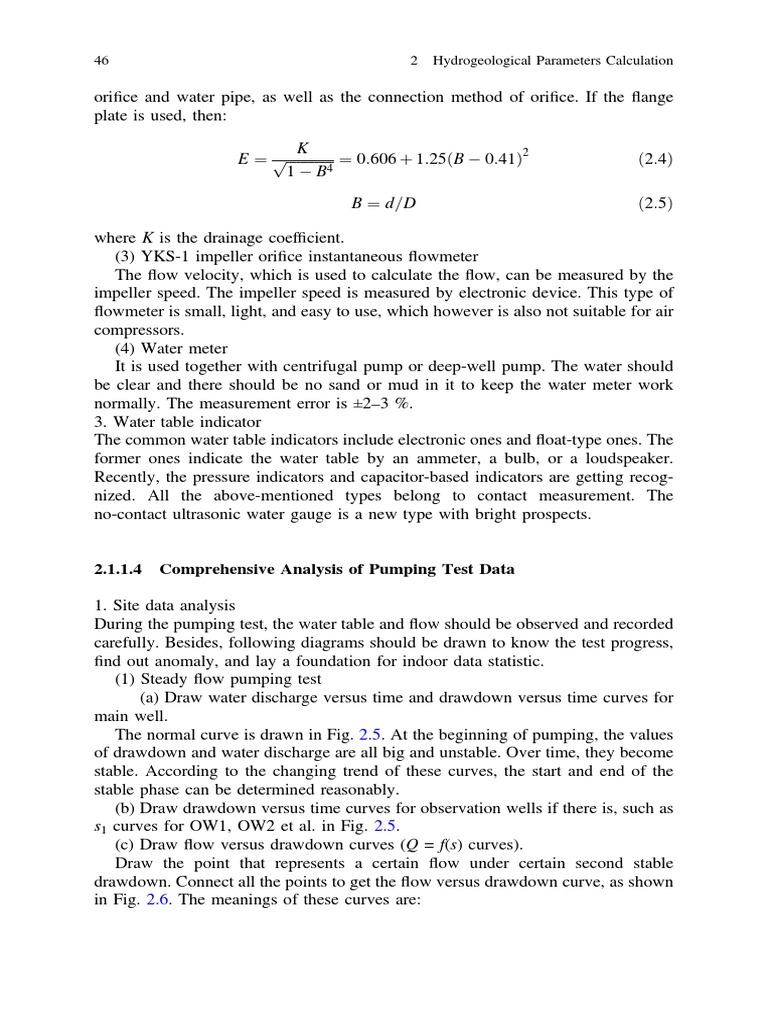 46 2 Hydrogeological Parameters Calculation | PDF | Flow Measurement | Gas Technologies