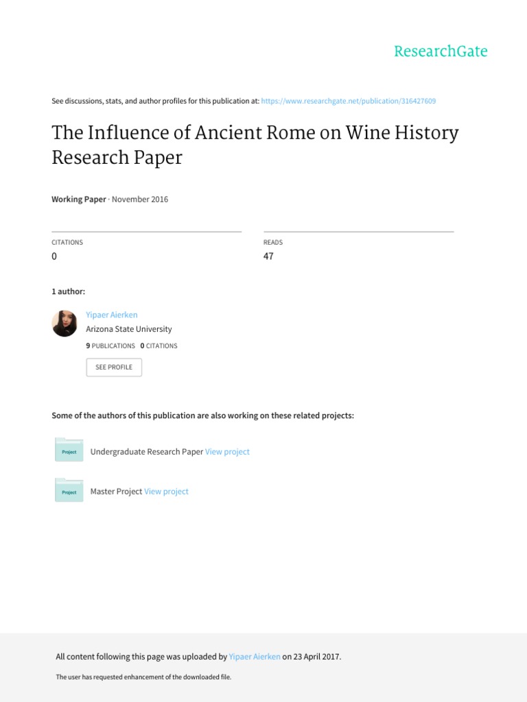 The Influence of Ancient Rome On Wine History Research Paper | PDF ...